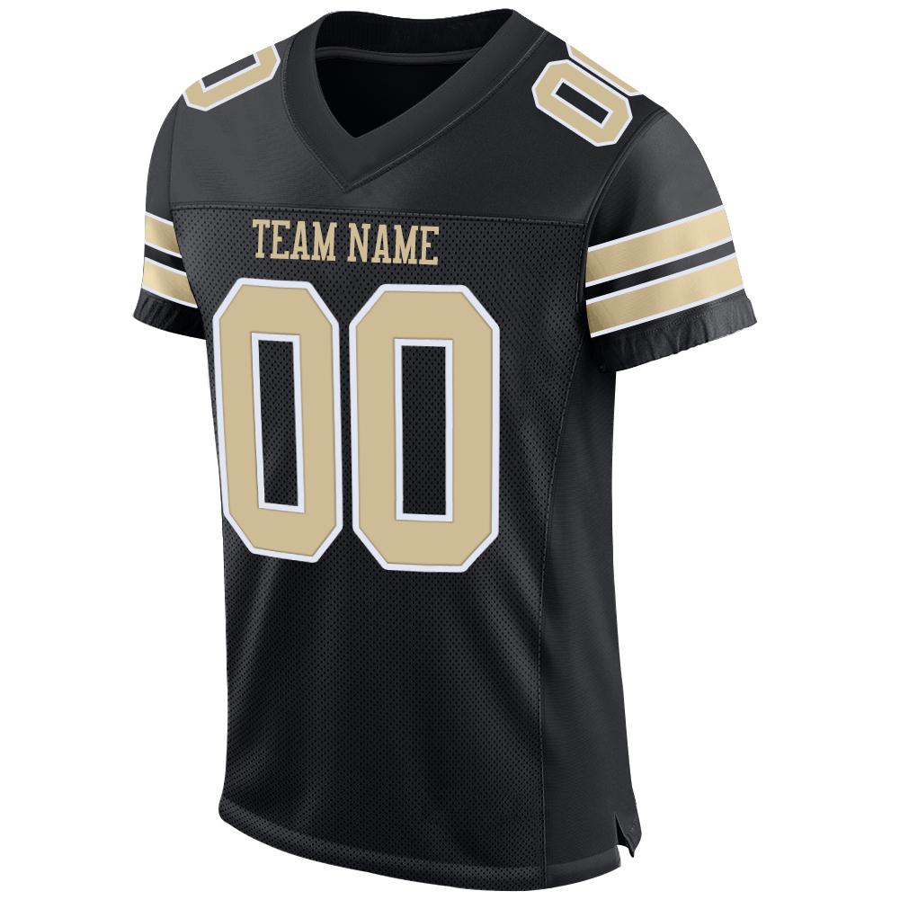 Custom Black Vegas Gold-White Mesh Authentic Football Jersey | DIYOJ