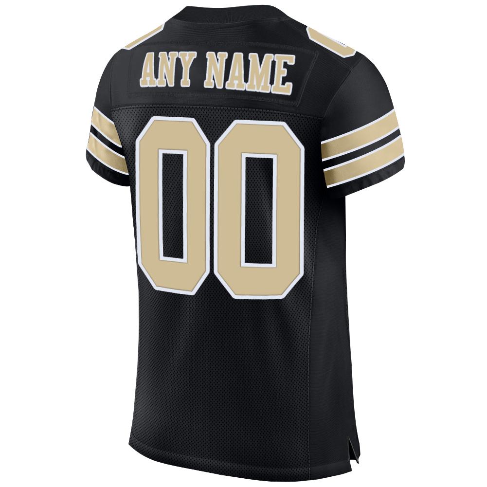 Custom Black Vegas Gold-White Mesh Authentic Football Jersey | DIYOJ