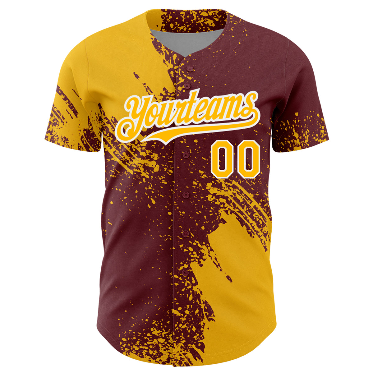 Custom Gold Burgundy-White 3D Pattern Design Abstract Brush Stroke ...