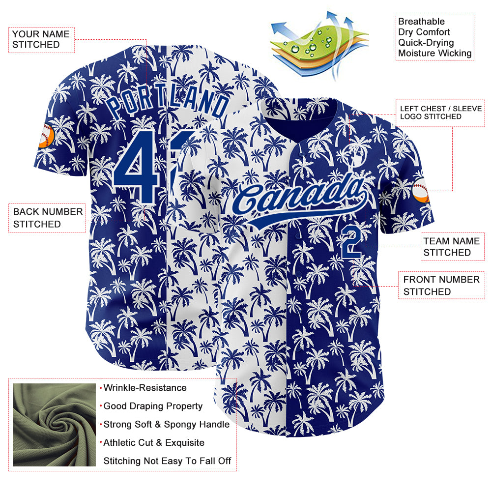 Custom White Royal 3D Pattern Design Tropical Hawaii Palm Trees ...