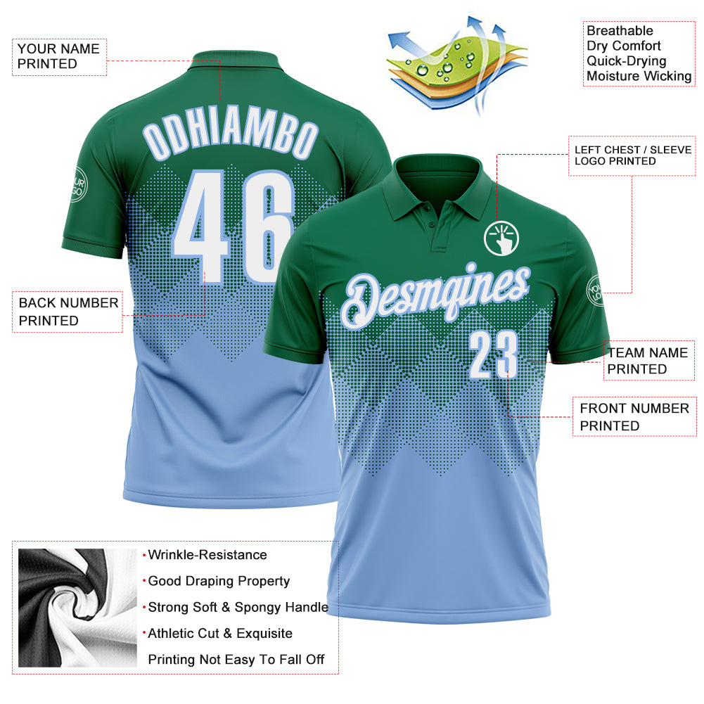 Custom Kelly Green White-Light Blue 3D Gradient Square Shape ...