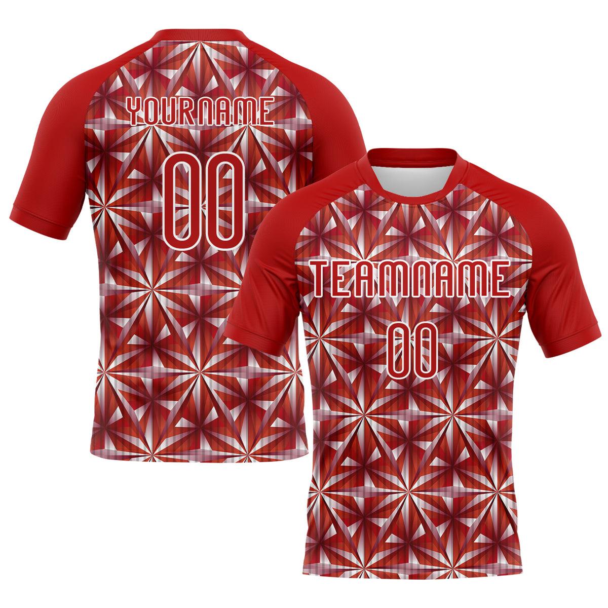 Custom Red White Geometric Shape Sublimation Volleyball Uniform Jersey ...