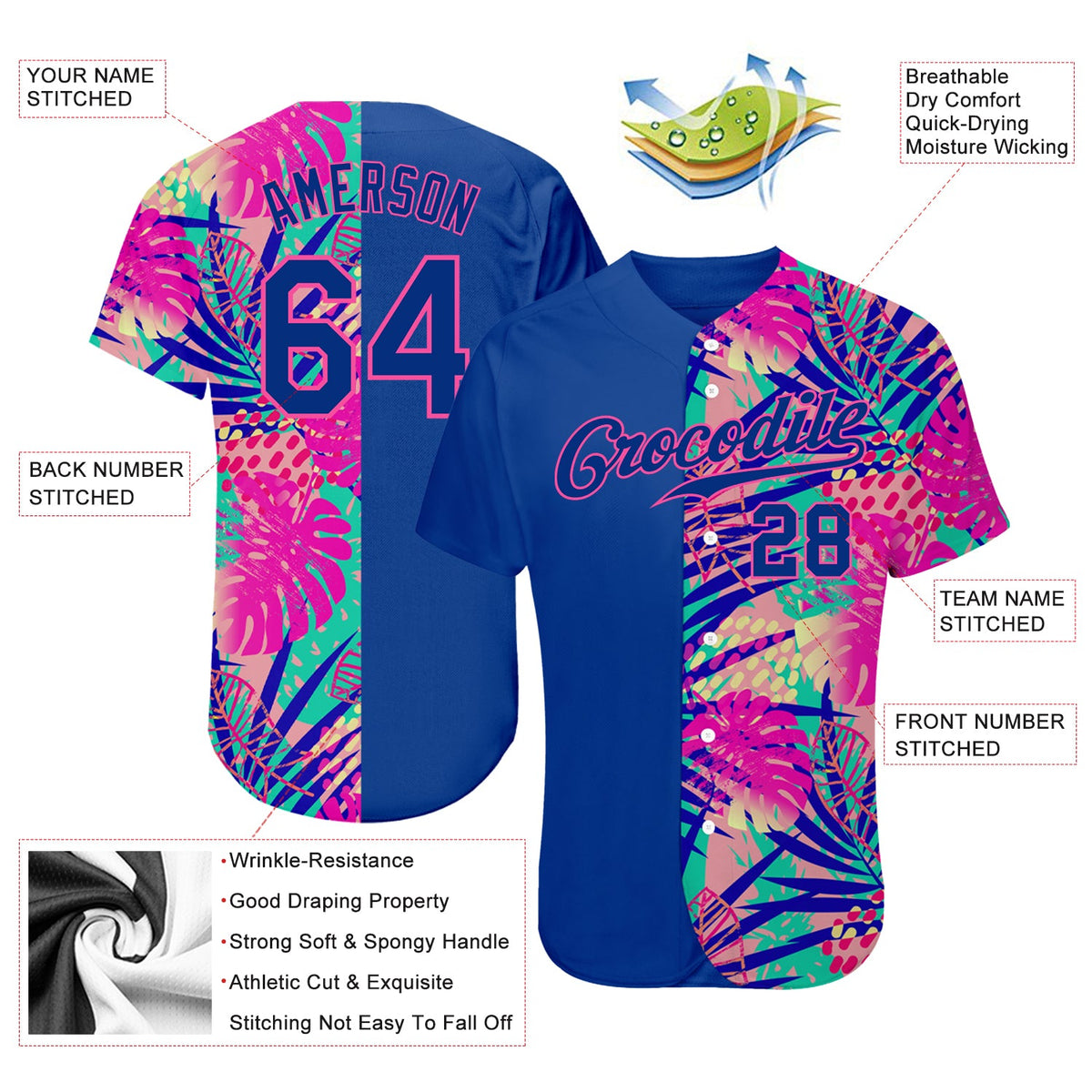 Custom 3D Pattern Design Summer Authentic Baseball Jersey | DIYOJ