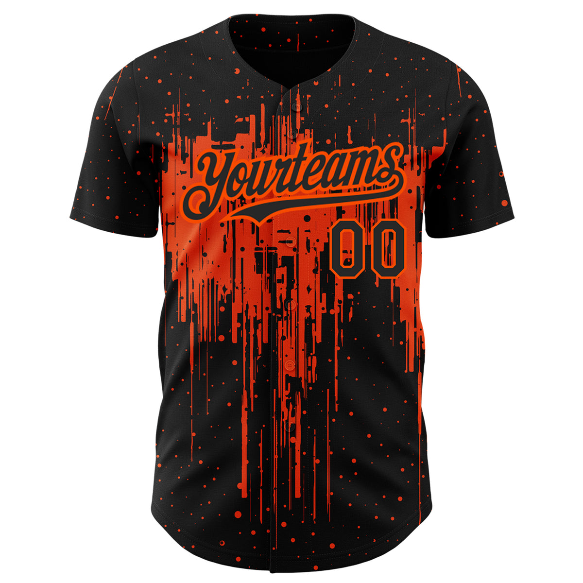 Custom Black Orange 3D Pattern Design Dripping Splatter Art Authentic ...