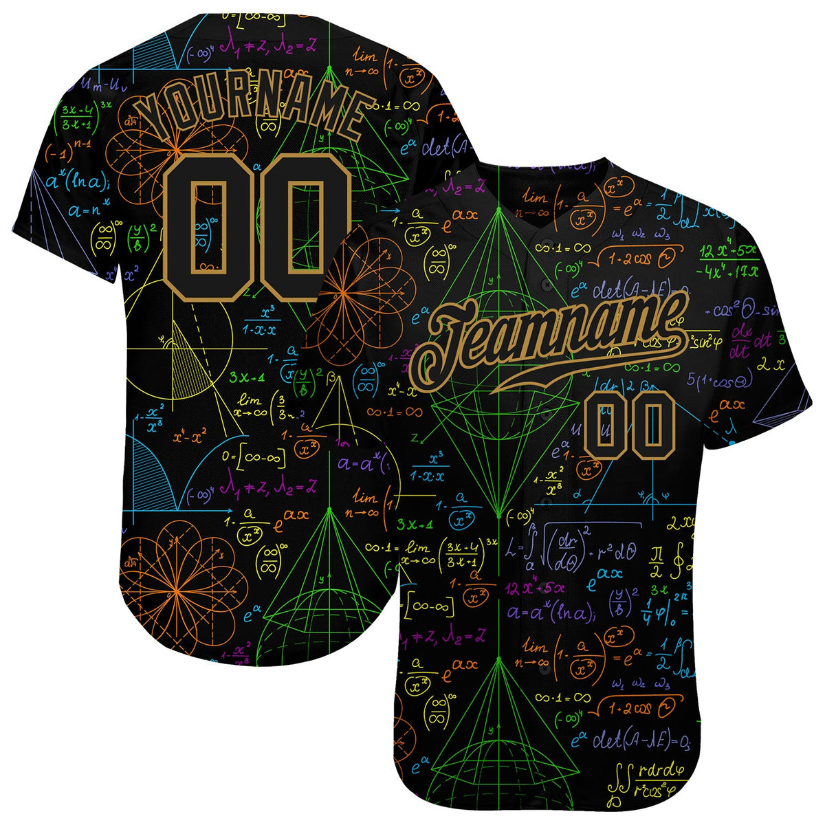 Custom Math-Inspired 3D Baseball Jersey - Authentic Fit | DIYOJ