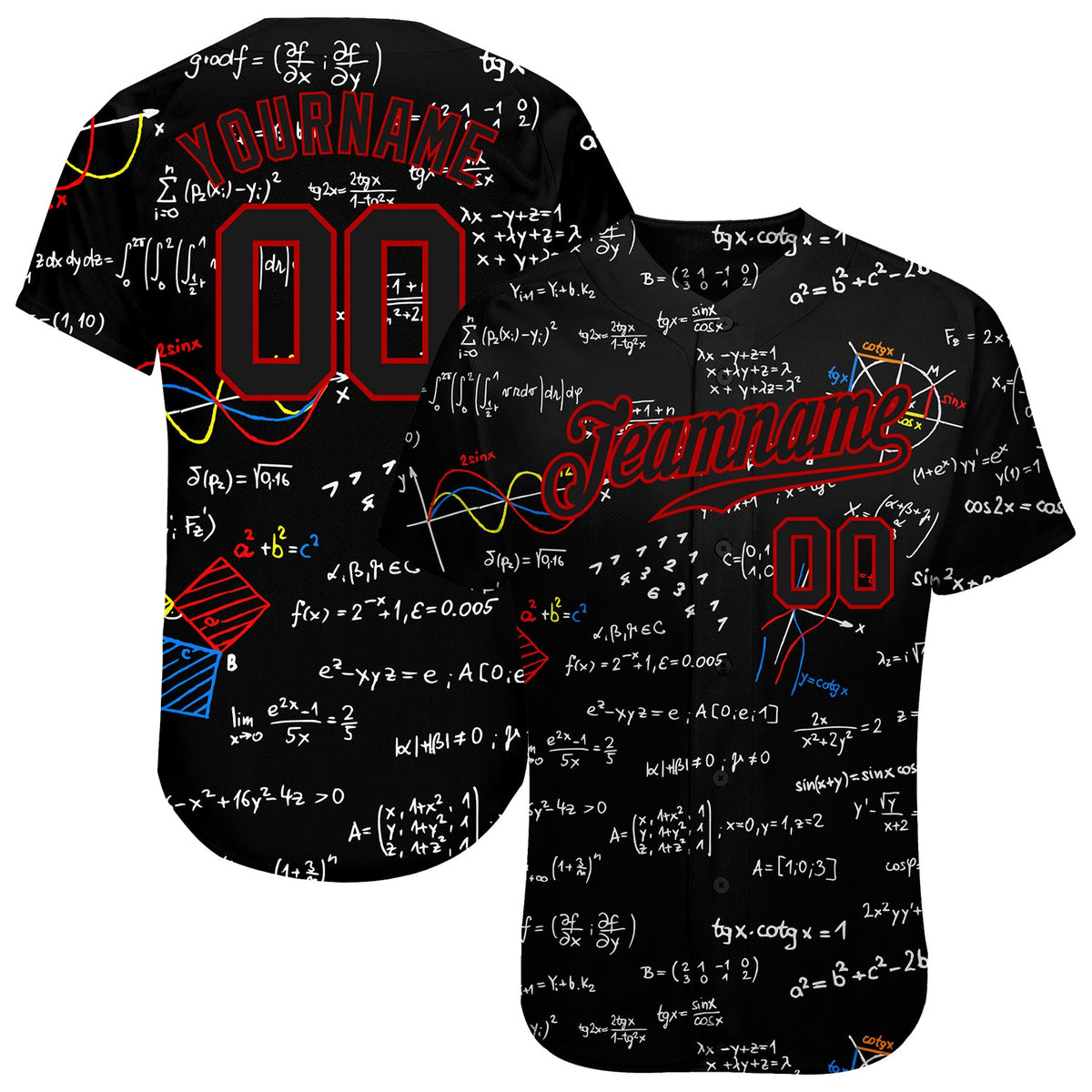 Custom Math-Inspired 3D Baseball Jersey - Authentic Fit, Free Shipping ...