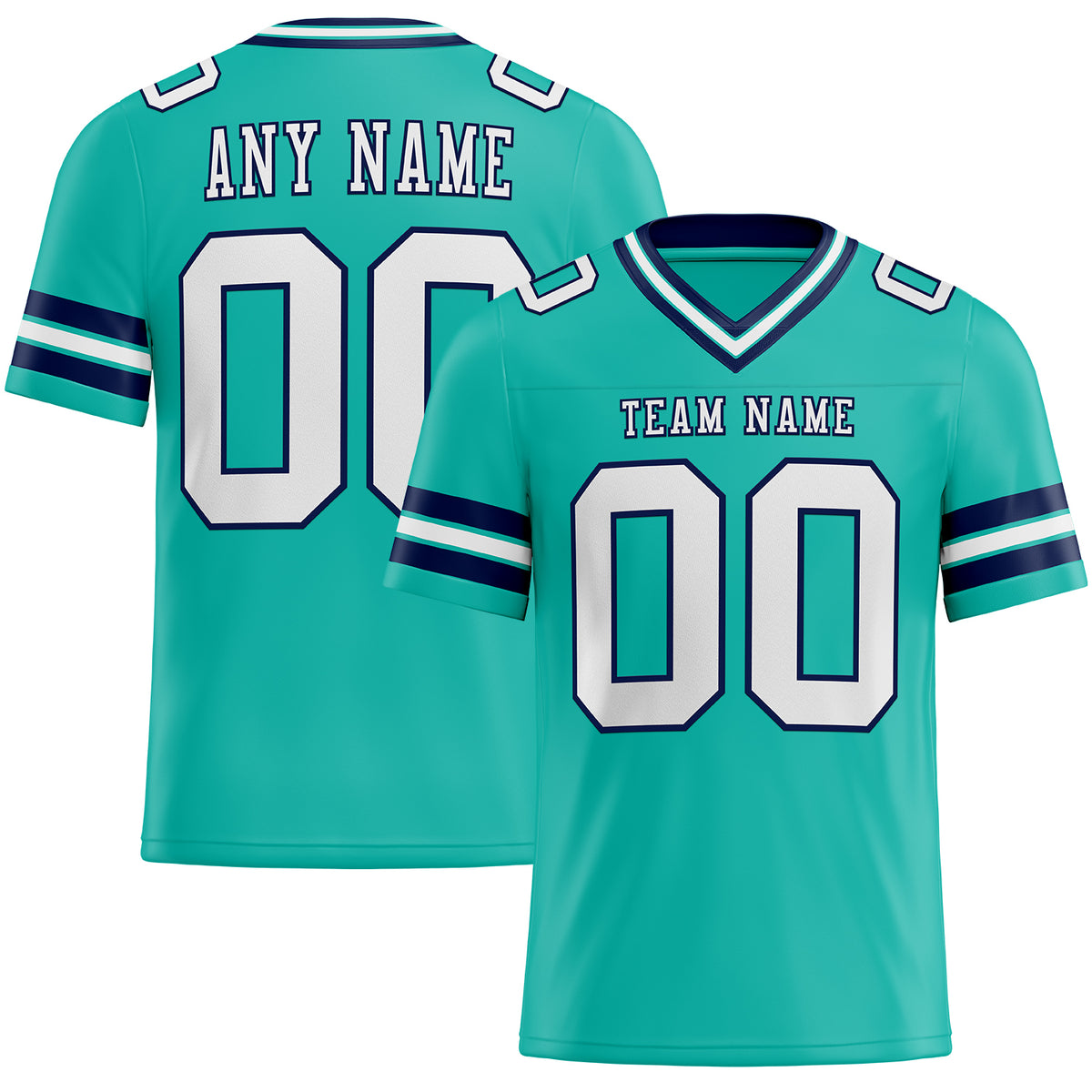 Custom Aqua White-Navy Mesh Authentic Football Jersey | DIYOJ