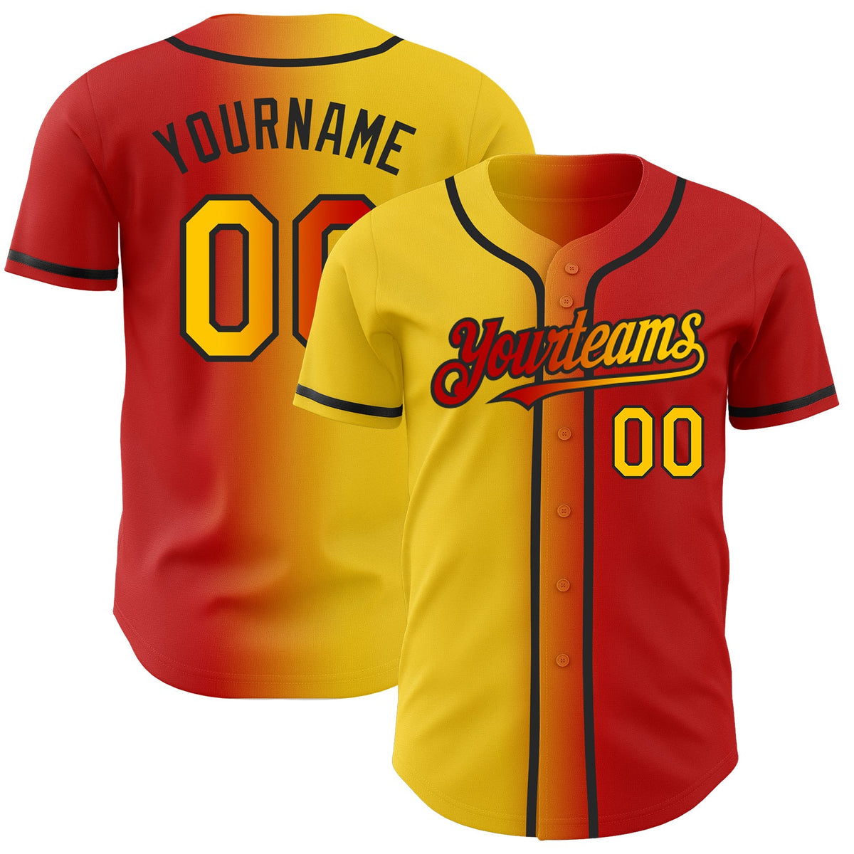 Custom Red Yellow-Black Authentic Gradient Fashion Baseball Jersey Sale ...
