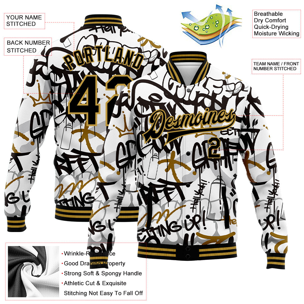 Custom Graffiti Pattern Black-Old Gold Grunge Urban Street Art 3D ...