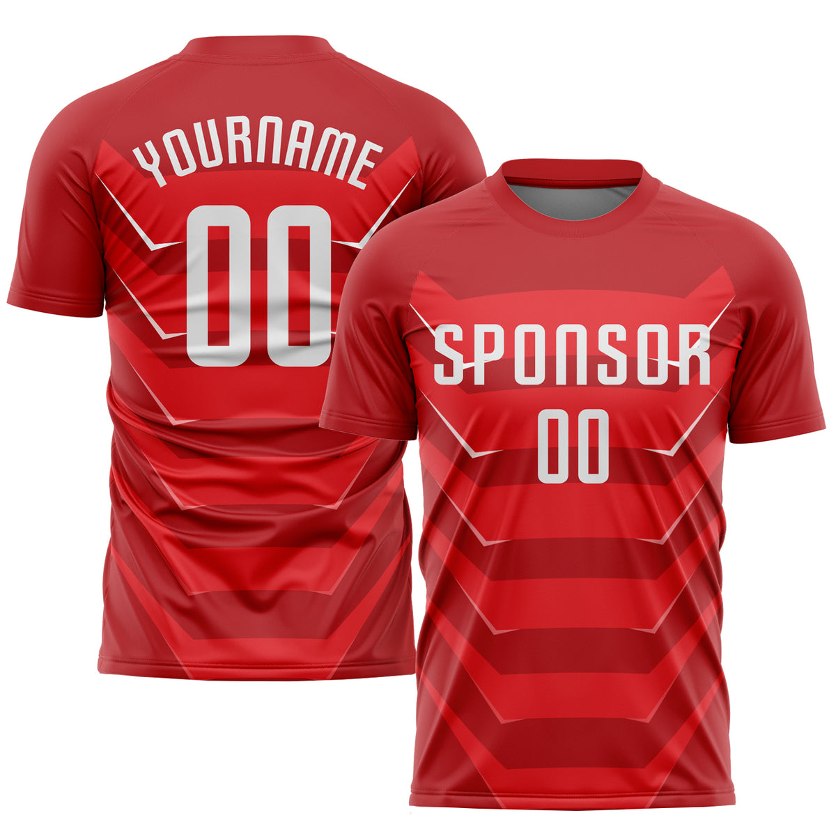 Custom Red White Sublimation Soccer Uniform Jersey Free Shipping | DIYOJ