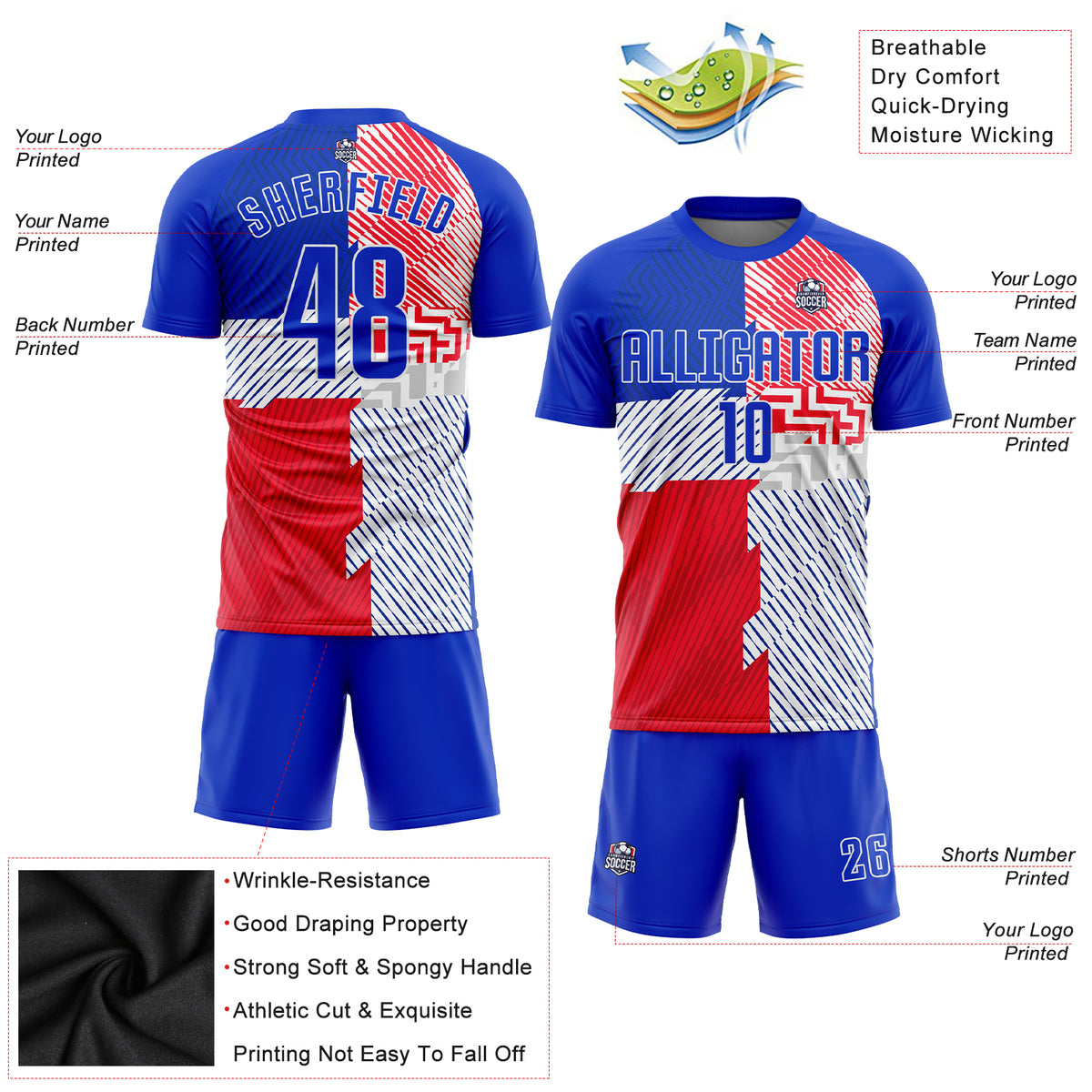 Custom Royal Royal-Red Sublimation Soccer Uniform Jersey Free Shipping ...