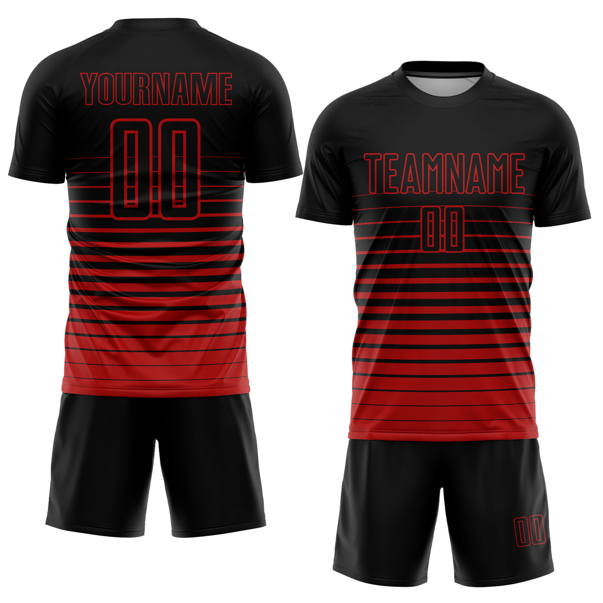 Custom Black Red Pinstripe Fade Fashion Sublimation Soccer Uniform ...