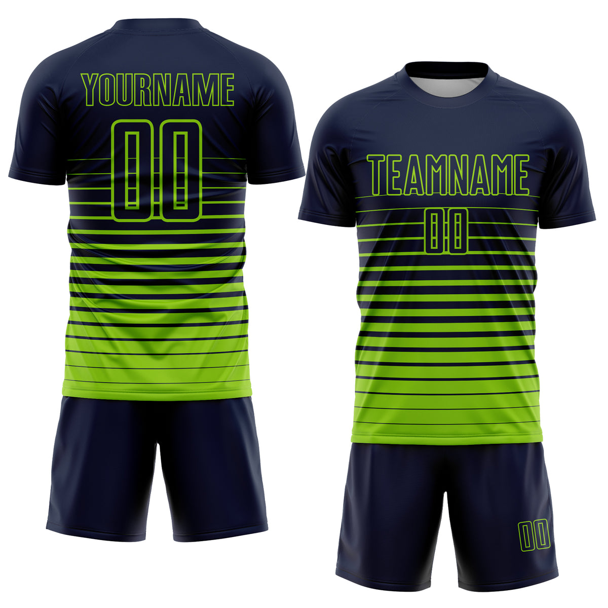 Custom Navy Neon Green Pinstripe Fade Fashion Sublimation Soccer ...