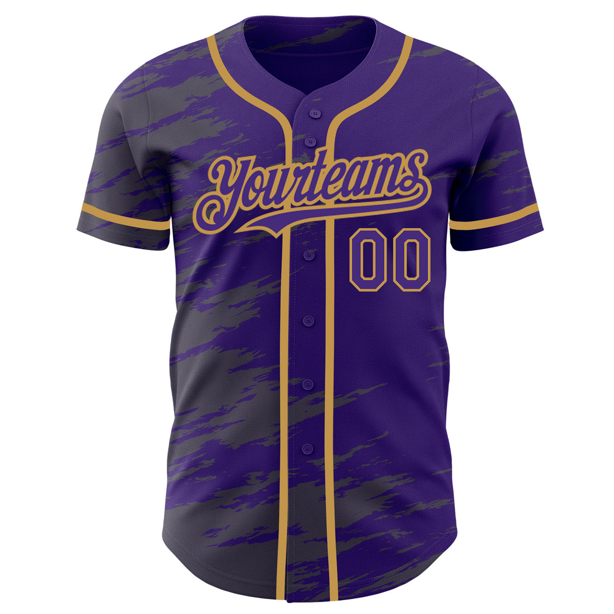 Custom Purple Steel Gray Splash Ink Old Gold Authentic Baseball Jersey ...