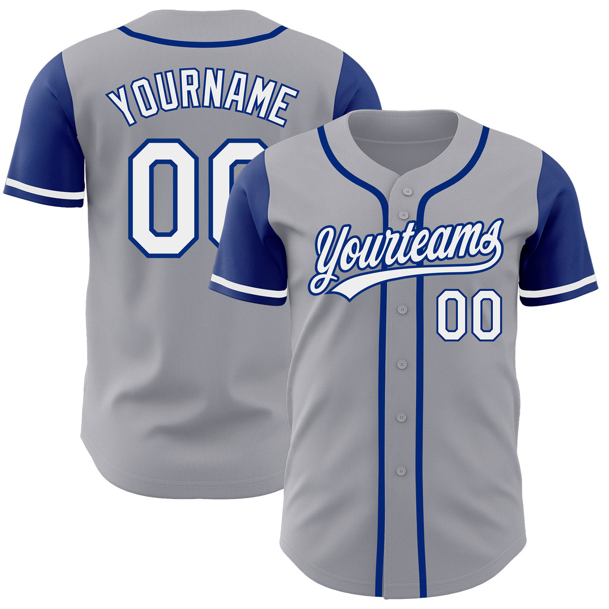 Custom Gray White-Royal Authentic Two Tone Baseball Jersey Free ...