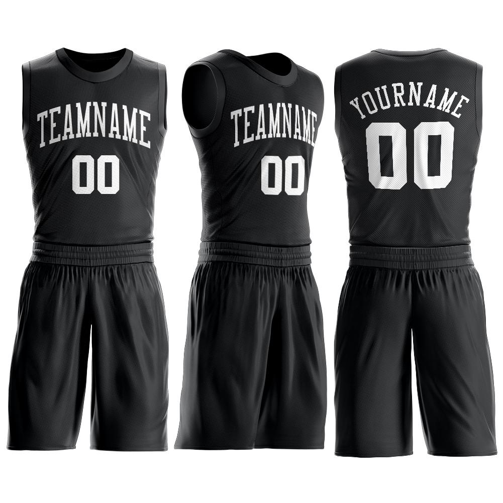 Custom Black White Round Neck Suit Basketball Jersey | DIYOJ