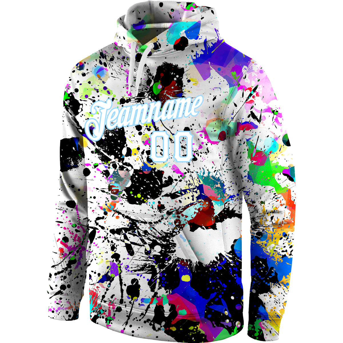 Custom Stitched Splashes Graffiti Pattern White-Light Blue 3D Sports ...