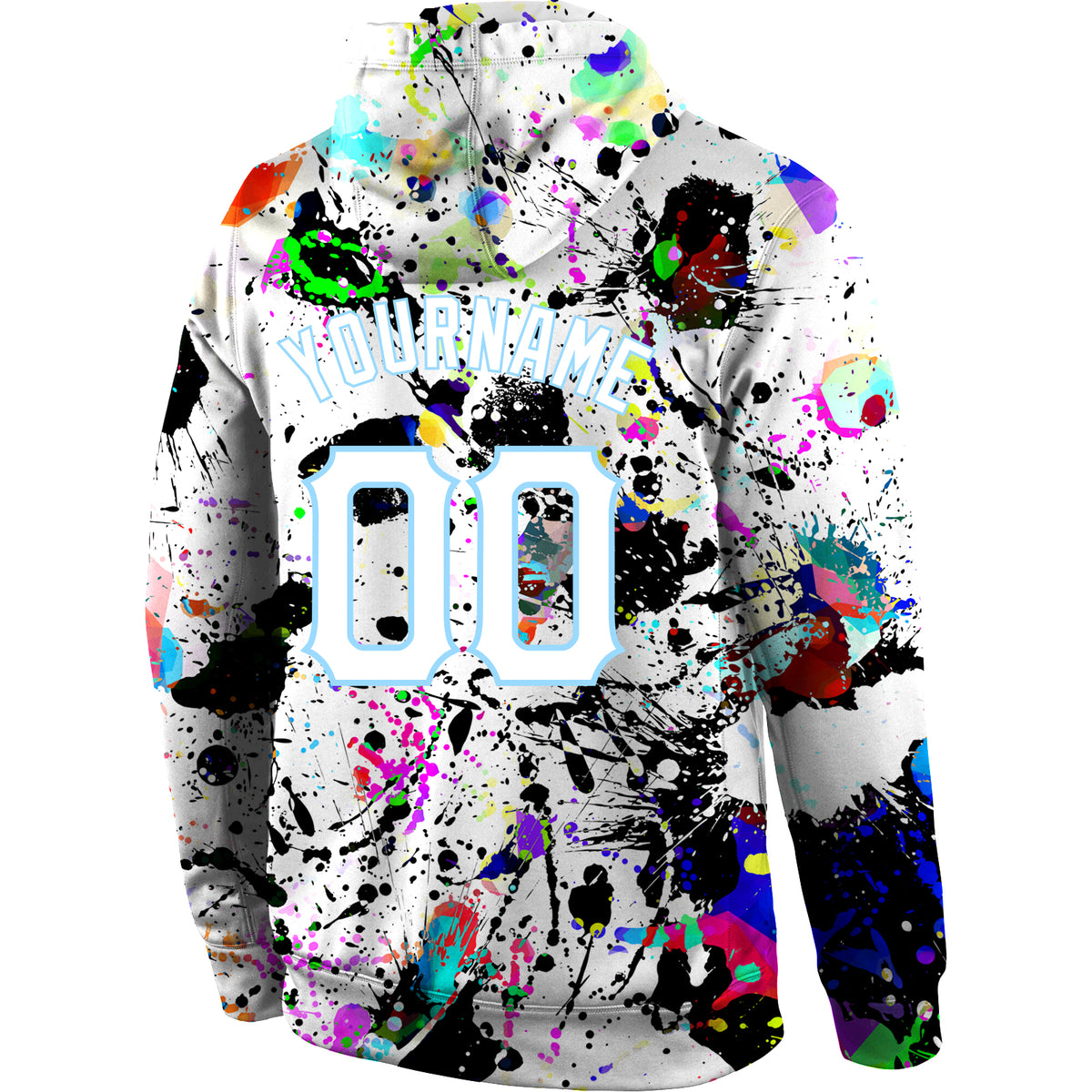 Custom Stitched Splashes Graffiti Pattern White-Light Blue 3D Sports ...