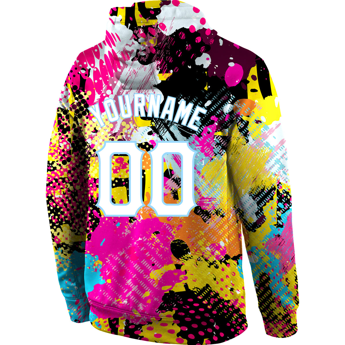 Custom Stitched Graffiti Bright Psychedelic Pattern White-Light Blue 3D ...