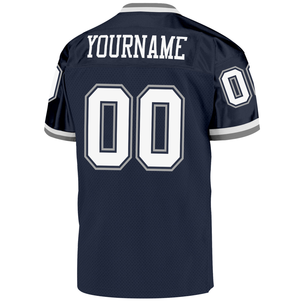 Custom Navy White-Gray Mesh Authentic Throwback Football Jersey Free ...